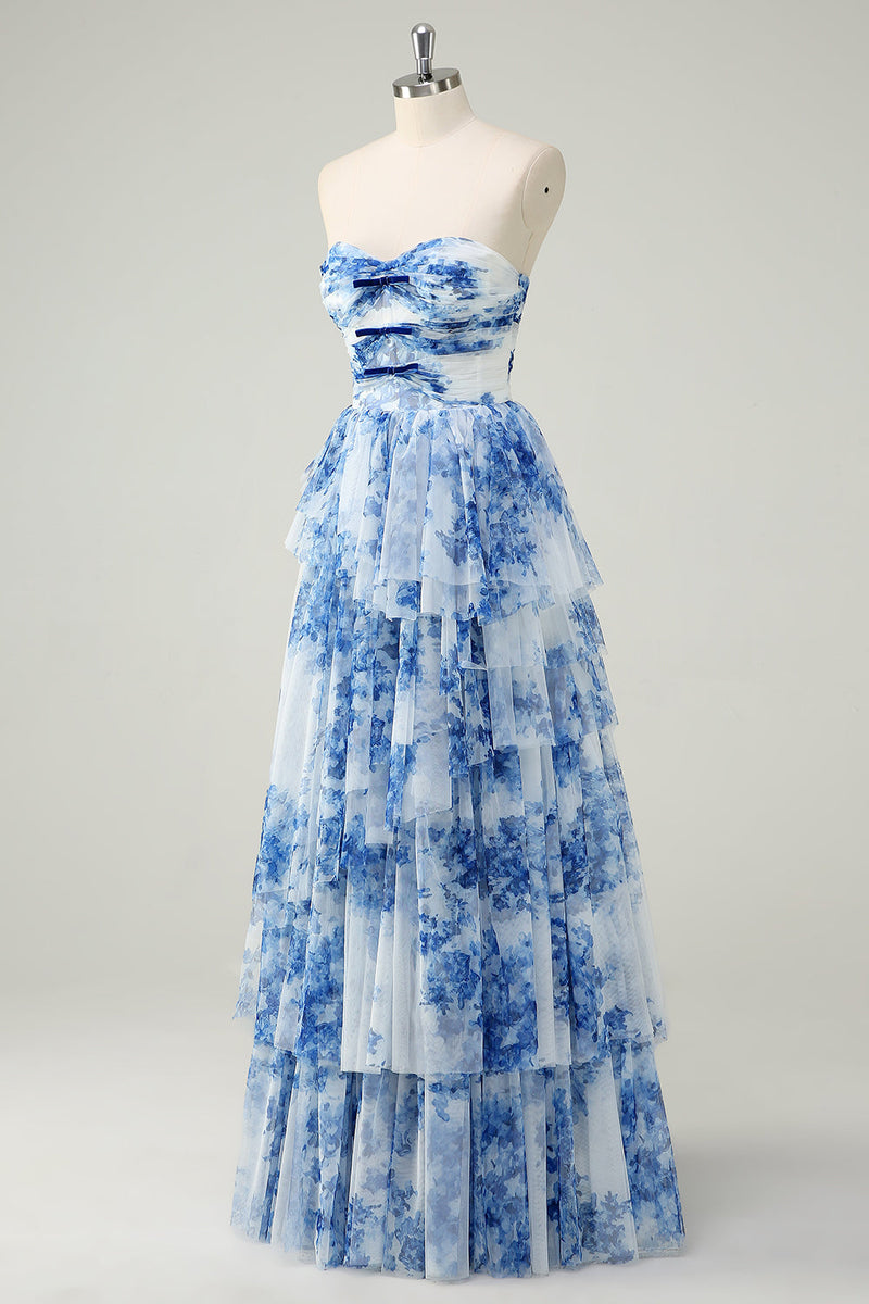 Stilvolle Weiss Blau Kleid Bild
