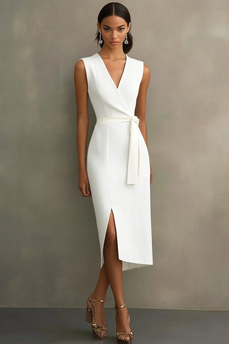 Weisses Kleid Mit Schlitz