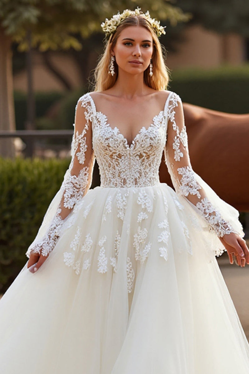 Hochzeitskleid A Linie Tull