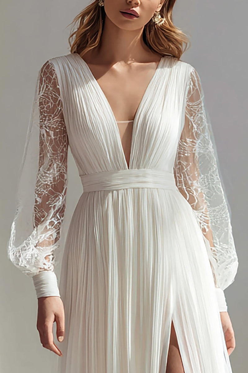 Fabelhafte Brautkleid A Linie Mit Schlitz Bild