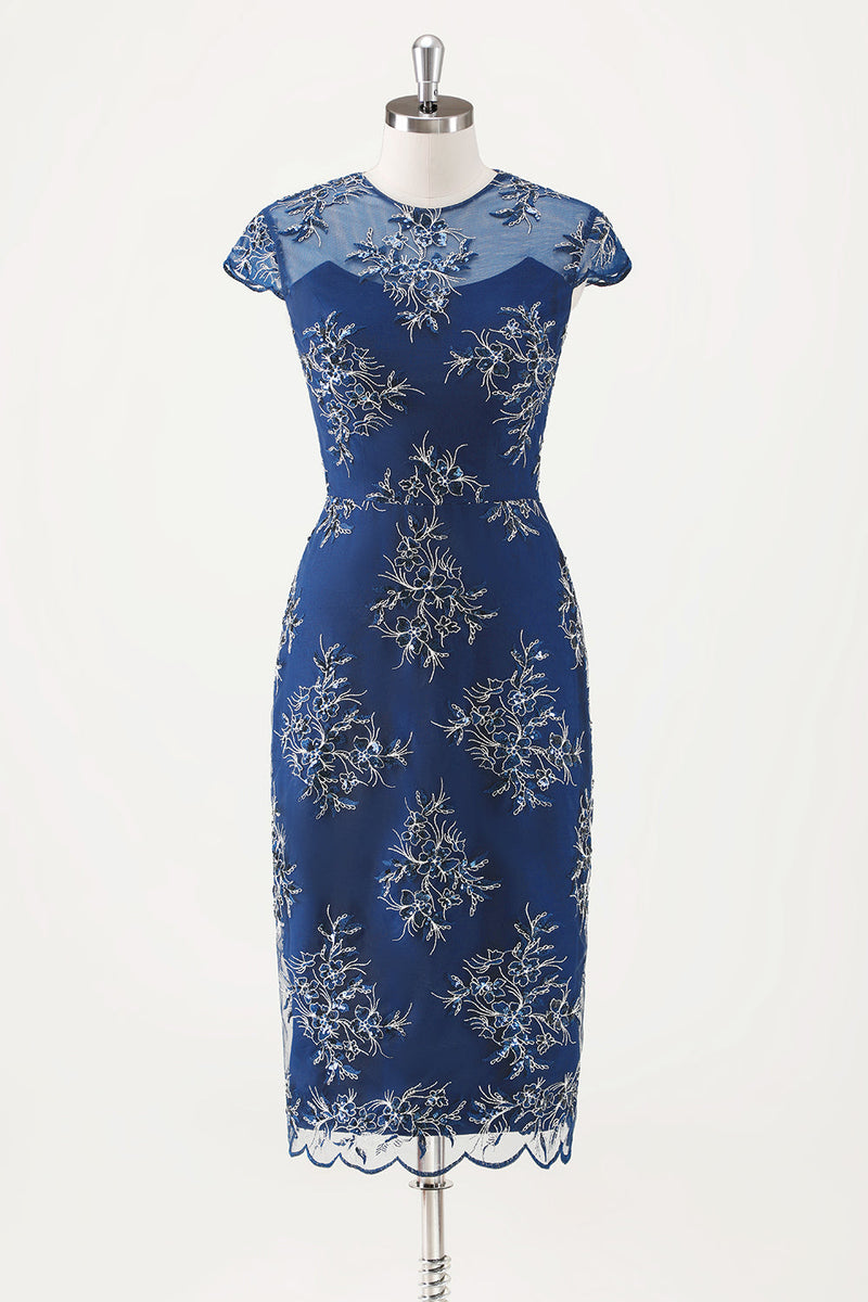 Zapaka Frauen Marineblaues Kleid für die Brautmutter mit Wickel ...