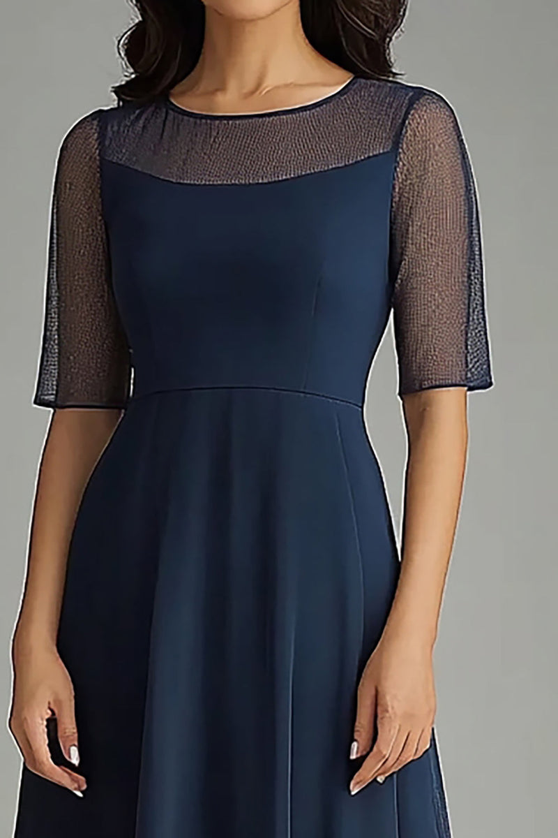 Zapaka Frauen Marineblaues Kleid für die Brautmutter mit kurzen Ärmeln ...