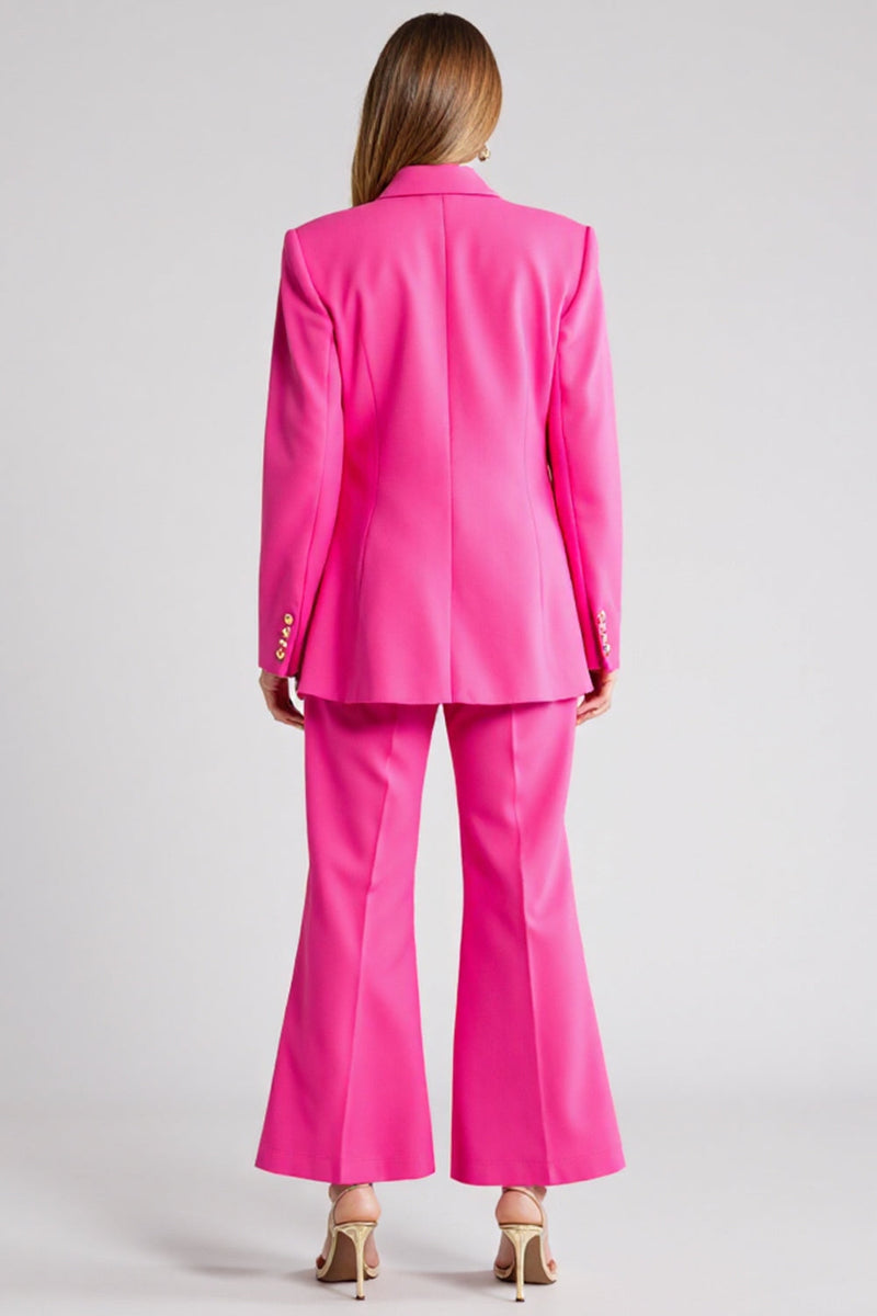 ZAPAKA Frauen Fuchsia Arbeitsanzug Einreihiger 2-teiliger Business ...
