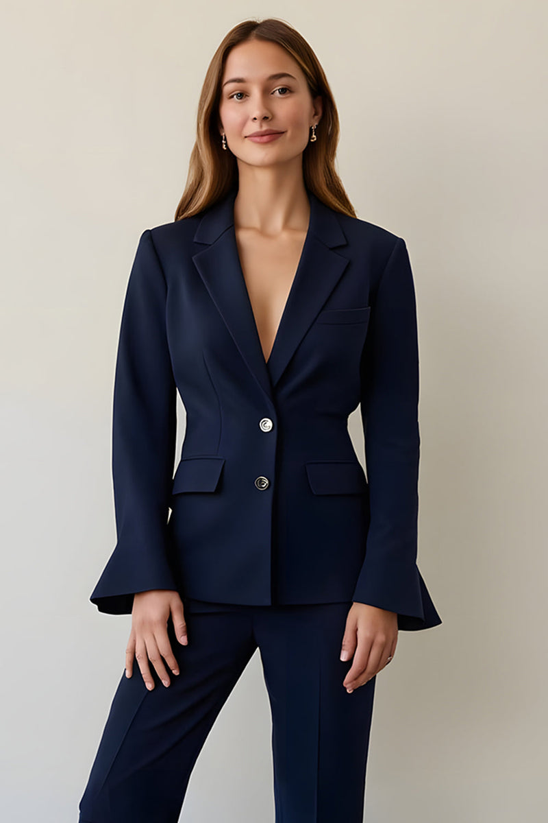 ZAPAKA Frauen Marineblauer Arbeitsanzug mit gekerbtem Revers ...
