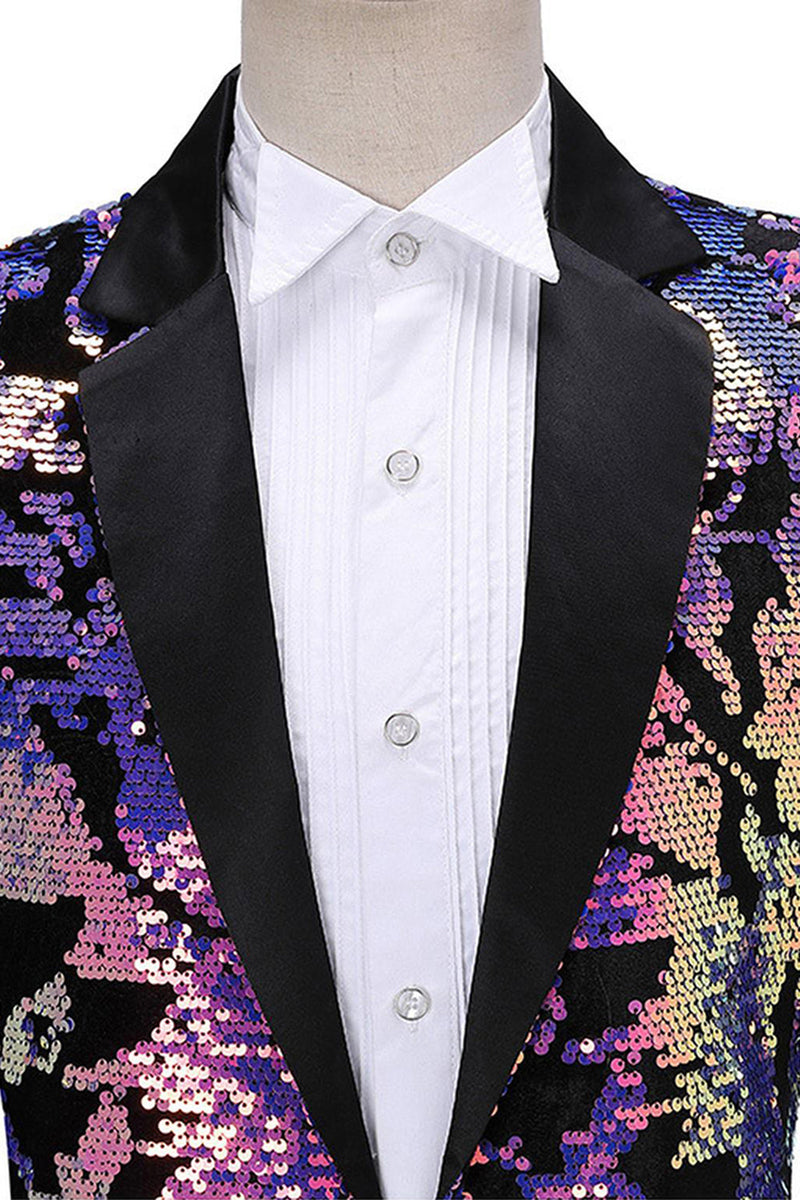 ZAPAKA Herren Blazer Glitzernder Blauer Lila Ballblazer mit gekerbtem ...