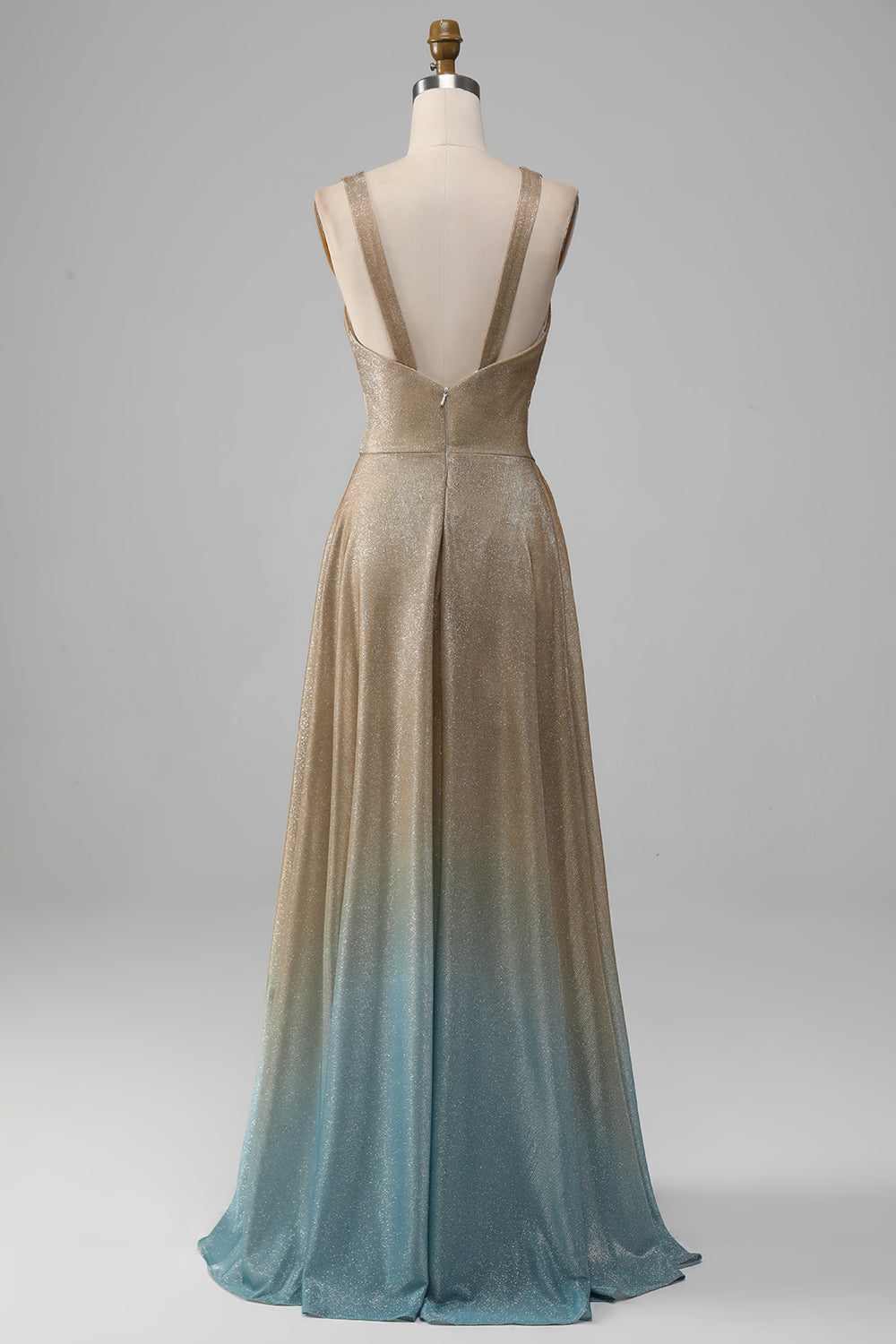 ZAPAKA Damen Goldenes Glitzer Ballkleid mit Schlitz A-Linie Ärmelloses ...