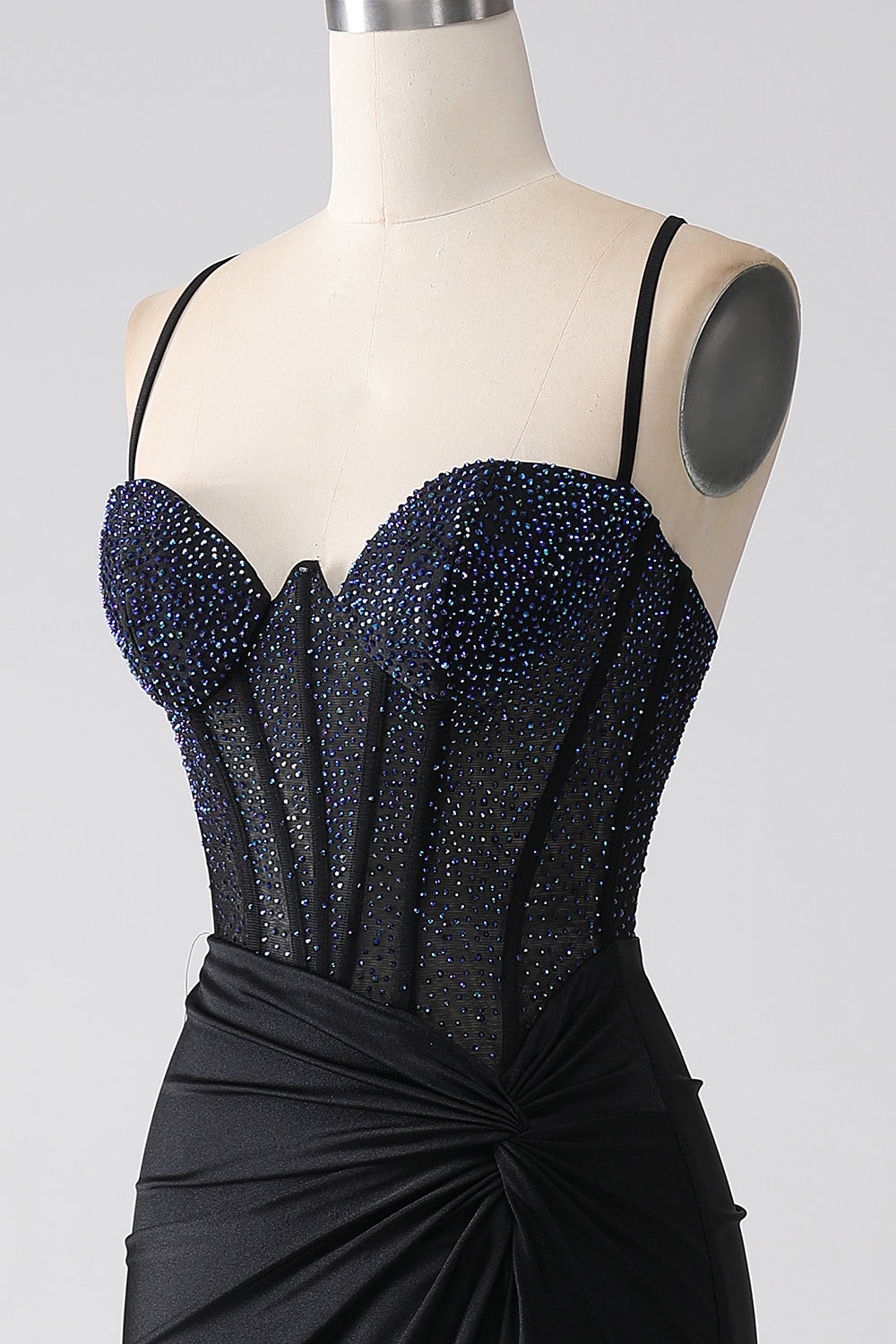 ZAPAKA Frauen Schwarzes Ballkleid Meerjungfrau Spaghettiträger Langes Korsett Abendkleid mit ...