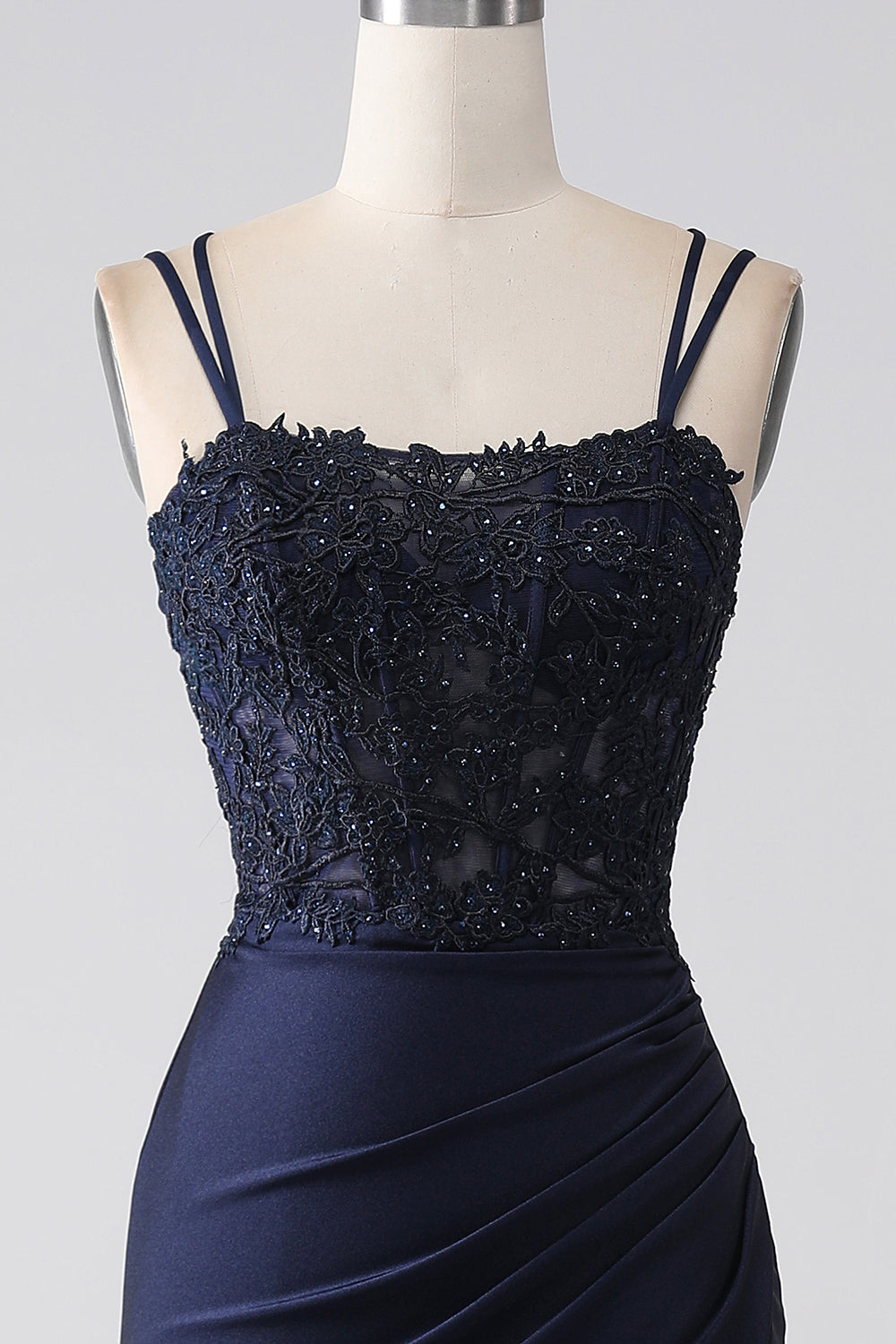 ZAPAKA Damen Perlen Marineblaues Ballkleid mit Rüschen Meerjungfrau ...