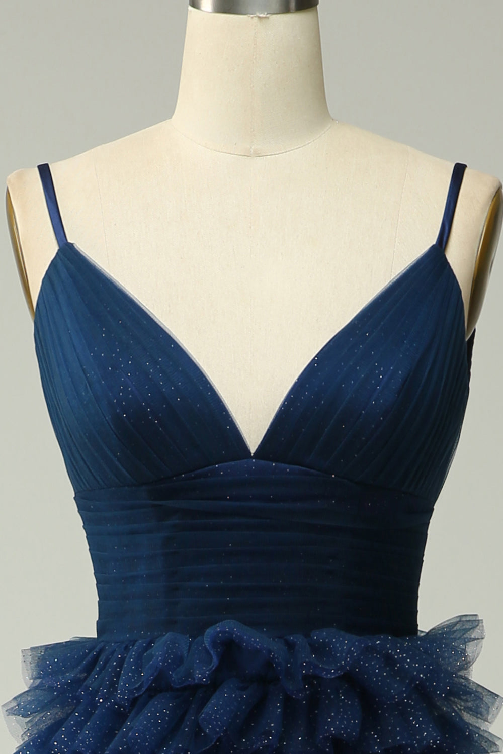 Zapaka Frauen Marineblaues langes Ballkleid A-Linie Spaghettiträger ...