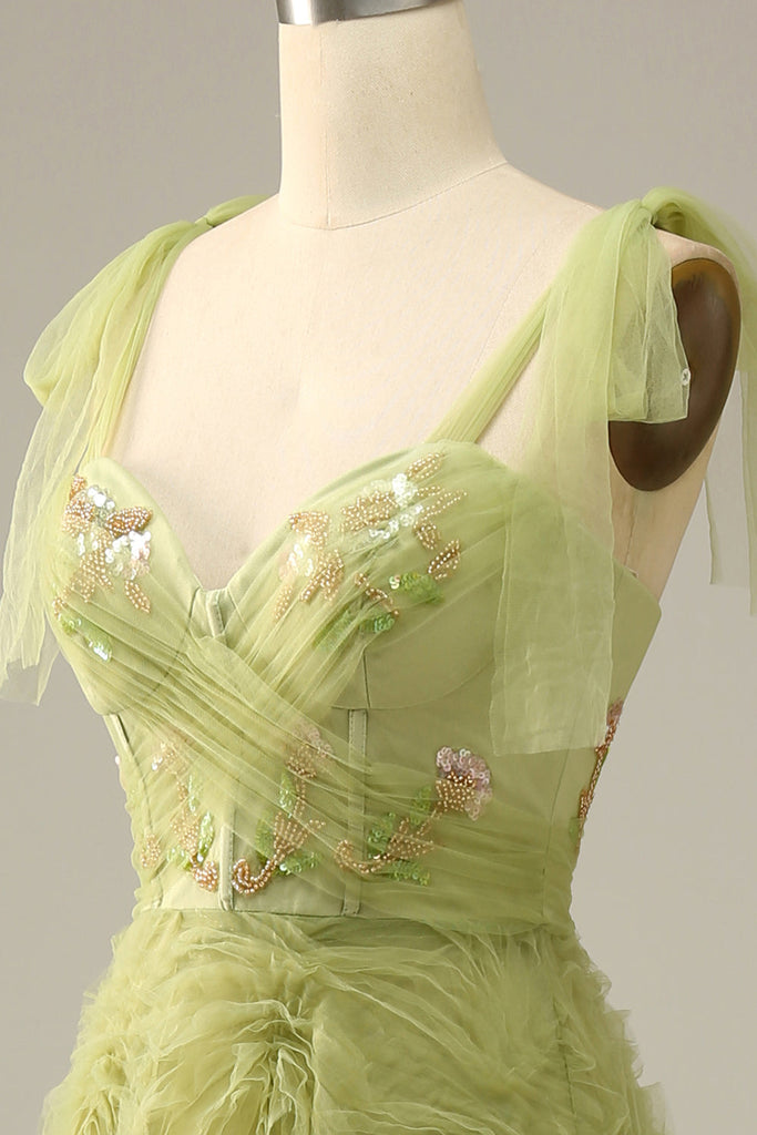 Zapaka Frauen Ballkleid Hellgrün A-Linie Abendkleid mit Stickerei ...