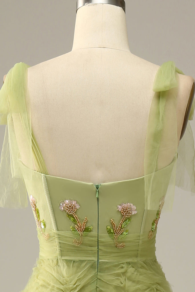 Zapaka Frauen Ballkleid Hellgrün A-Linie Abendkleid mit Stickerei ...