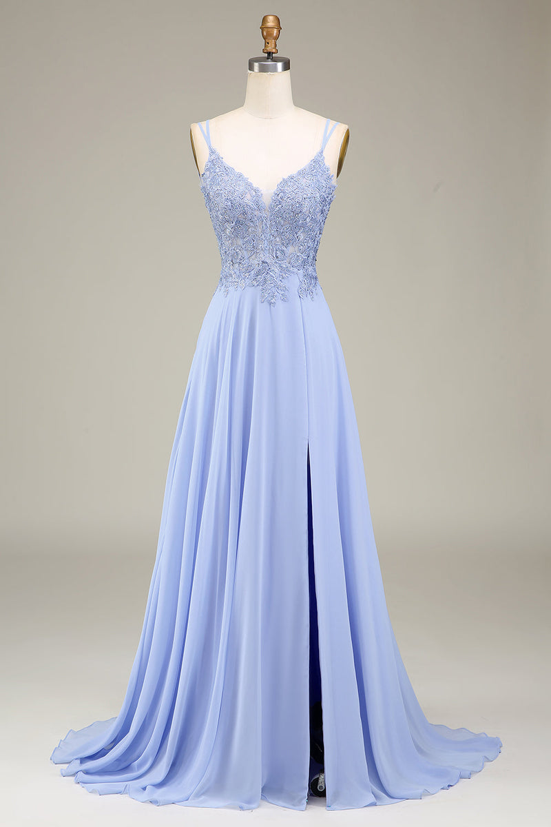 ZAPAKA Damen Lavendel Langes Ballkleid mit Applikationen A-Linie ...